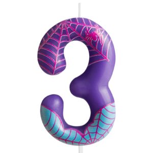 spider candle, purple spider 3rd birthday candles, number 3 spider web candles number candle cake topper candle birthday cake candles for boys girls kids party supplies spider ornament décor