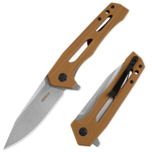 dispatch folding pocket knife with clip, 3.58 inch 8cr13mov steel clip point blade with g10 handle, tactical pocket knife for men outdoor camping hunting hiking survival pocketknife