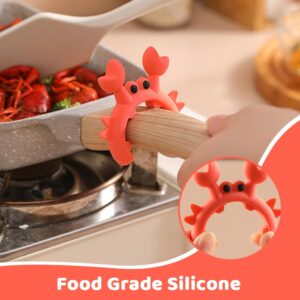 Creative Crab Shaped Silicone Spatula Rack, Universal Crab Silicone Spatula Holder Anti-overflow Clip, Multifunctional Spatula Holder Anti Scalding and Overflow Kitchen Gadgets (4, Red)