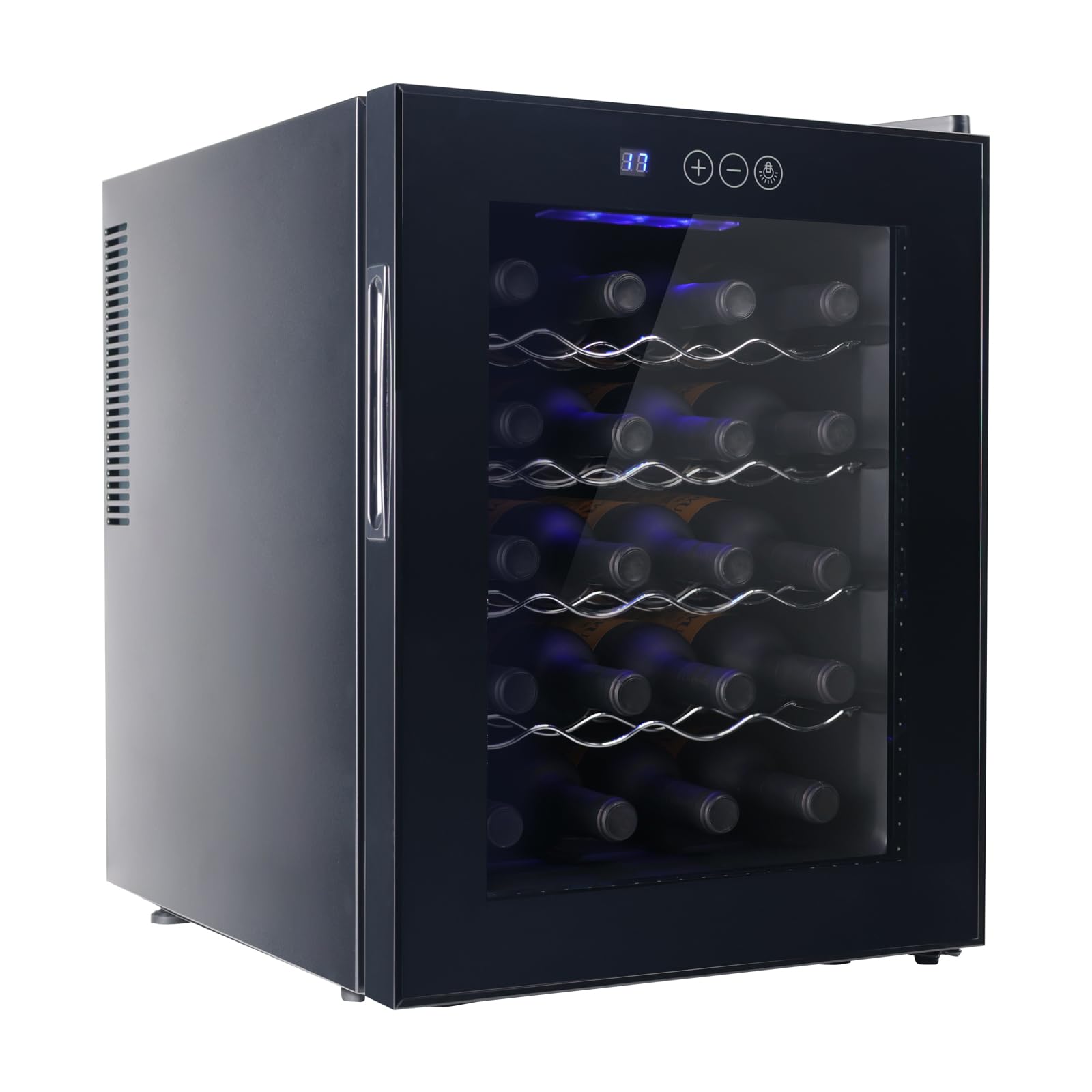 20 Bottle Wine Fridge Wine Cooler with Double Glass Doors, 46°F - 64°F Temperature Control for Red Wine, Champagne, Whiskey, Wine Fridge Small for Bar, Home, Office