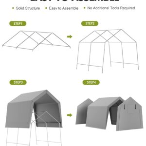 GarveeLife 6' x 8' Outdoor Portable Shed, Shelter Logic with Roll-up Zipper Door, Heavy Duty Waterproof Tarp, Storage Tent for Motorcycle, Bike, Firewood, Garden Tools