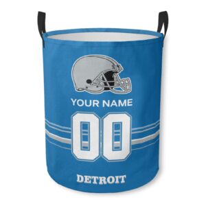 football collapsible laundry basket merch with handle, custom football accessories laundry hamper with name number, storage basket stuff for bathroom, game day gifts for men woman fans famliy