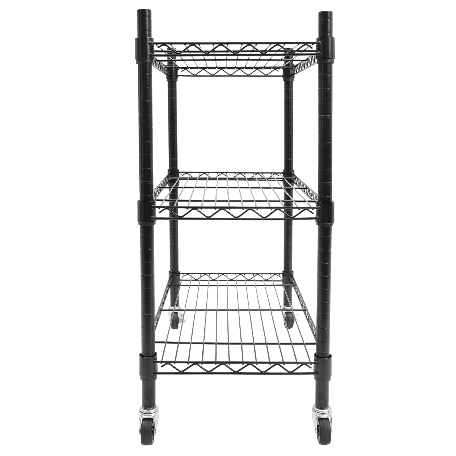 Philipreba 3-Tier Storage Shelf, Adjustable Wire Shelving with Wheels, 24 x 14 x 32in Heavy Duty Metal Shelves, Wire Rack Shelving Unit, with 250lbs Each Tier Load Capacity (3 Tiers)