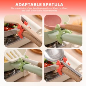 Creative Crab Shaped Silicone Spatula Rack, Universal Crab Silicone Spatula Holder Anti-overflow Clip, Multifunctional Spatula Holder Anti Scalding and Overflow Kitchen Gadgets (4, Red)