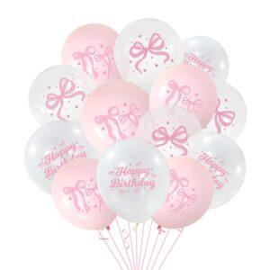 48 pcs pink bow balloons coquette birthday decorations include bow light pink balloons white balloons for pink bow birthday party supplies