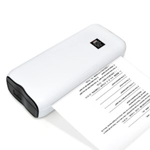 hxber thermal printer, a4 portable paper printer thermal printing wireless bt connect compatible with ios and android mobile photo printer support 210mm wide for outdoor travel home office printing