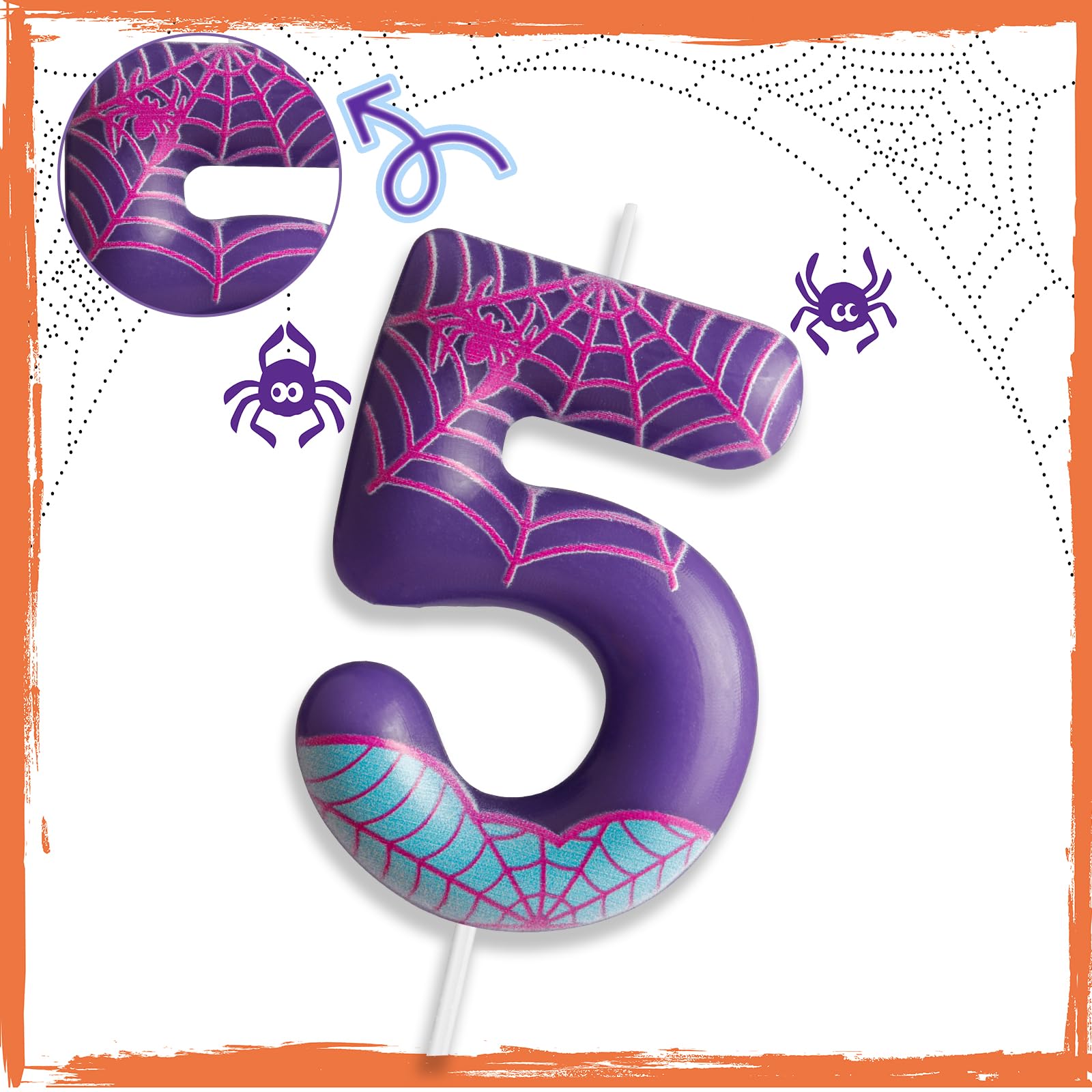 Spider Candle, Purple Spider 3rd Birthday Candles, Number 3 Spider Web Candles Number Candle Cake Topper Candle Birthday Cake Candles for Boys Girls Kids Party Supplies Spider Ornament Décor