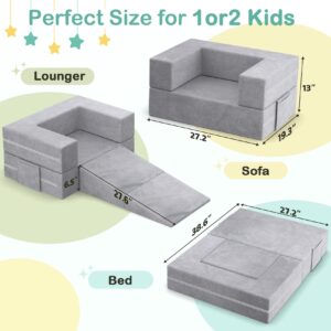 BIERUM Kids Couch, Modular Kids Play Couch with Blanket, Kids Sofa Couch with Glow Effects for Playroom & Indoor, Convertible Toddler Couch for Girls and Boys