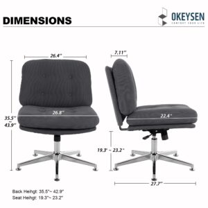 Okeysen 360° Swivel Accent Chair, 7.11’’ Thicken Tufted Upholstered Reading Chair with Rocking Mode, Living Room Chair with Five-Star Base, Office Desk Chair no Wheels for Living Room, Bedroom, Office