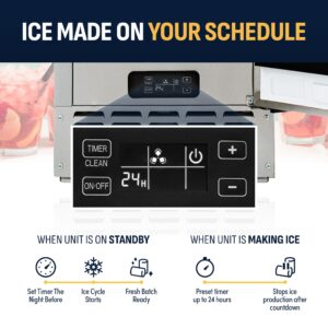 Newair 15" Undercounter Nugget Ice Maker, Pebble Ice Maker Producing 66 lbs. Daily, Built-in or Freestanding in Stainless Steel, Sonic Ice Makers for Home, Bar, Restaurant