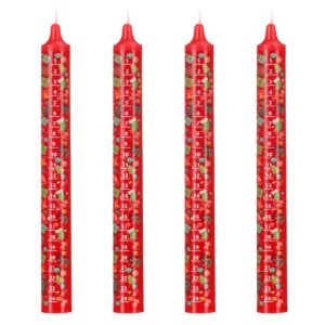 nuanchu 4 pcs 10 inch advent festive christmas calendar candle 24 numbers countdown to christmas red christmas advent candle xmas advent countdown candle advent calendar candles for christmas gifts