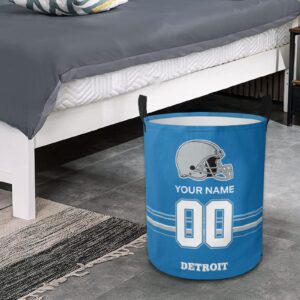 Football Collapsible Laundry Basket Merch with Handle, Custom Football Accessories Laundry Hamper with Name Number, Storage Basket Stuff for Bathroom, Game Day Gifts for Men Woman Fans Famliy