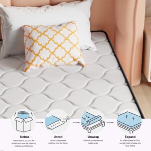 6 Inch King Size Mattress with Innerspring and Foam, Hybrid Mattress King with Fiberglass Free, Medium Firm Spring Mattress, King Size Mattress in A Box, Pressure Relief, 80"L X 76"W X 6"Th, White