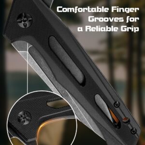 Dispatch Folding Pocket Knife with Clip, 3.58 Inch 8Cr13MoV Steel Clip Point Blade with G10 Handle, Tactical Pocket Knife for Men Outdoor Camping Hunting Hiking Survival Pocketknife