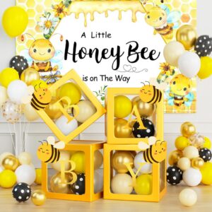 Party Inspo Bee Baby Shower Decorations, Bumble Bee Baby Shower Decor, A Little Honey is On The Way Backdrop Balloon Banner Tablecloth Cake Cupcake Topper Box Sash Cutouts