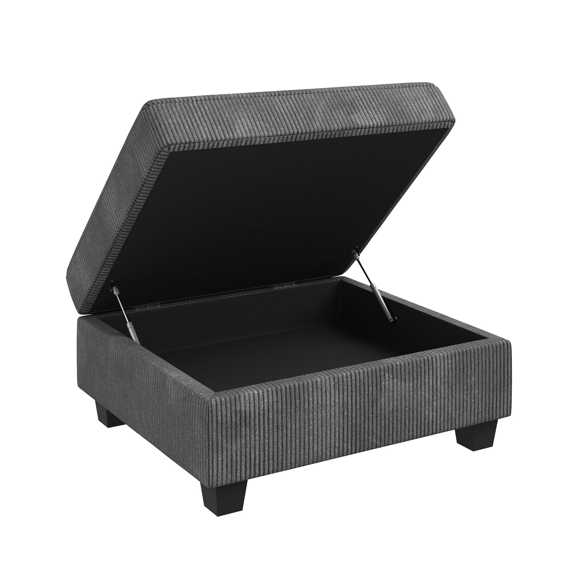 Nolany Storage Ottoman for Sectional Couch, Movable Storage Ottoman for Modular Sectional Sofa, Dark Grey