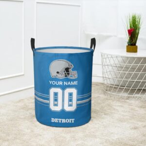 Football Collapsible Laundry Basket Merch with Handle, Custom Football Accessories Laundry Hamper with Name Number, Storage Basket Stuff for Bathroom, Game Day Gifts for Men Woman Fans Famliy