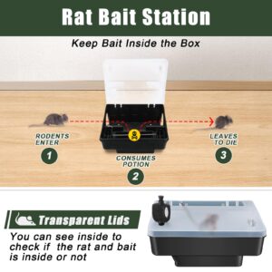 Qualirey 2 Pcs Rat Bait Station Boxes with Key, Rat Trap Boxes with Transparent Lid Heavy Duty Bait Blocks for Mice and Rats Plastic Mouse Bait Traps for Garden Home Outdoor