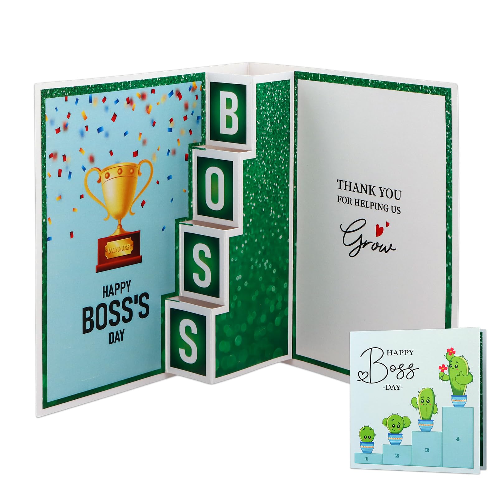 WhatSign Boss Day Card for Women Men - 3D Pop Up Boss Day Gifts Cards with Envelope National Bosses Day Appreciation Card Boss Christmas Birthday Gift Ideas or Male Female Boss from Employee