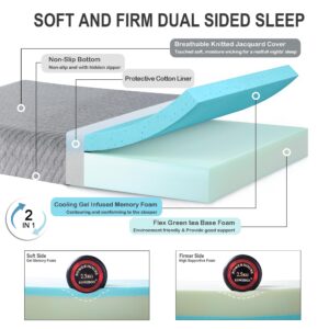 BreezeRest Trifold Mattress Sing Size 4 Inch Adjustable Softness Gel Memory Foam Colchones Single for Outdoors Camping,Guest with Travel Case Carry Handle Softness Relief Back Pain CertiPUR-US