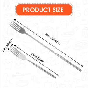 Gjinxi Telescopic Extendable Long Fork, Stainless Retractable Extended Telescoping Fork, Long Extension Dinner Forks for Eating, Extending Fork for Dinner Fruit Dessert Fork 8.6~25.6in (1pc)