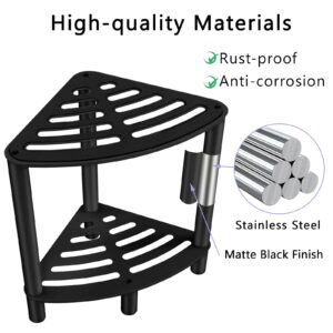 Stianless Steel Corner Shower Stool, Bathroom Shower Bench Corner, Shower Stool for Shaving Legs, Matte Black Waterproof Shower Stool, Small Step Stools with Rubber Cushion, Corner Shower Bench