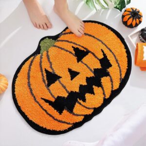 KELINFONG Halloween Doormat, 24 * 16 Inch Non-Slip Washable Spooky Absorbent Halloween Evil Red Lip Kitchen Rug Halloween Bathroom Decor Rug for Kitchen Bedroom Living Room Outdoor Office Indoor