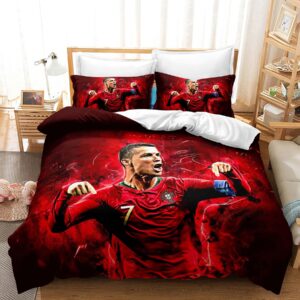 elincar soccer bedding full microfiber 3pc duvet cover set lightweight soft zipper breathable closure soccer full bedding set 80 x 90