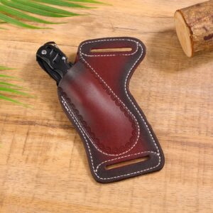 Leather Knife Sheath for Belt, Pocket Knife Sheath Knife Holster Belt Folding Pocket Knife Holder Compact Draw Knifes Carrier for EDC Tools Men Gift (Dark Brown)