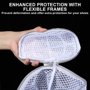 2 Pack Shoe Washing Bag Honeycomb Mesh Laundry Bags with Zipper 7"×15" Laundry Bags Mesh Wash Bags for Sneaker Bras Socks Delicates