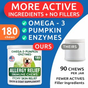 Allergy Relief + Omega 3 for Dogs Bundle - Anti-Itch Skin & Coat Supplement + Skin Allergy - Omega 3 Fish Oil + EPA & DHA Fatty Acids - Itching&Paw Licking + Itch Relief - 360 Chews - Made in USA