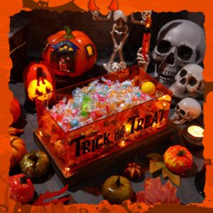 Wenqik Halloween Candy Bowl with Light Trick or Treat Candy box Halloween Candy Dish Halloween Candy Holder box for Halloween decor Party Supplies Serving Gift