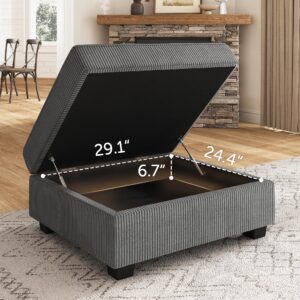 Nolany Storage Ottoman for Sectional Couch, Movable Storage Ottoman for Modular Sectional Sofa, Dark Grey