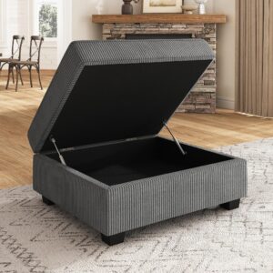 nolany storage ottoman for sectional couch, movable storage ottoman for modular sectional sofa, dark grey