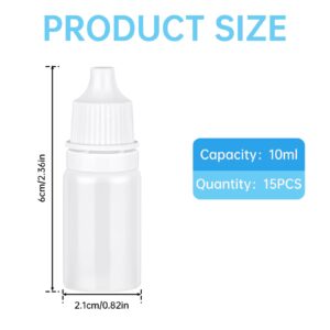 salbsever 15 Pcs 10 ML Plastic Dropper Bottle Plastic Squeezable Dropper Bottles Portable White Dropper Bottles Liquid Plastic Bottles Refillable Containers with Screw Cap