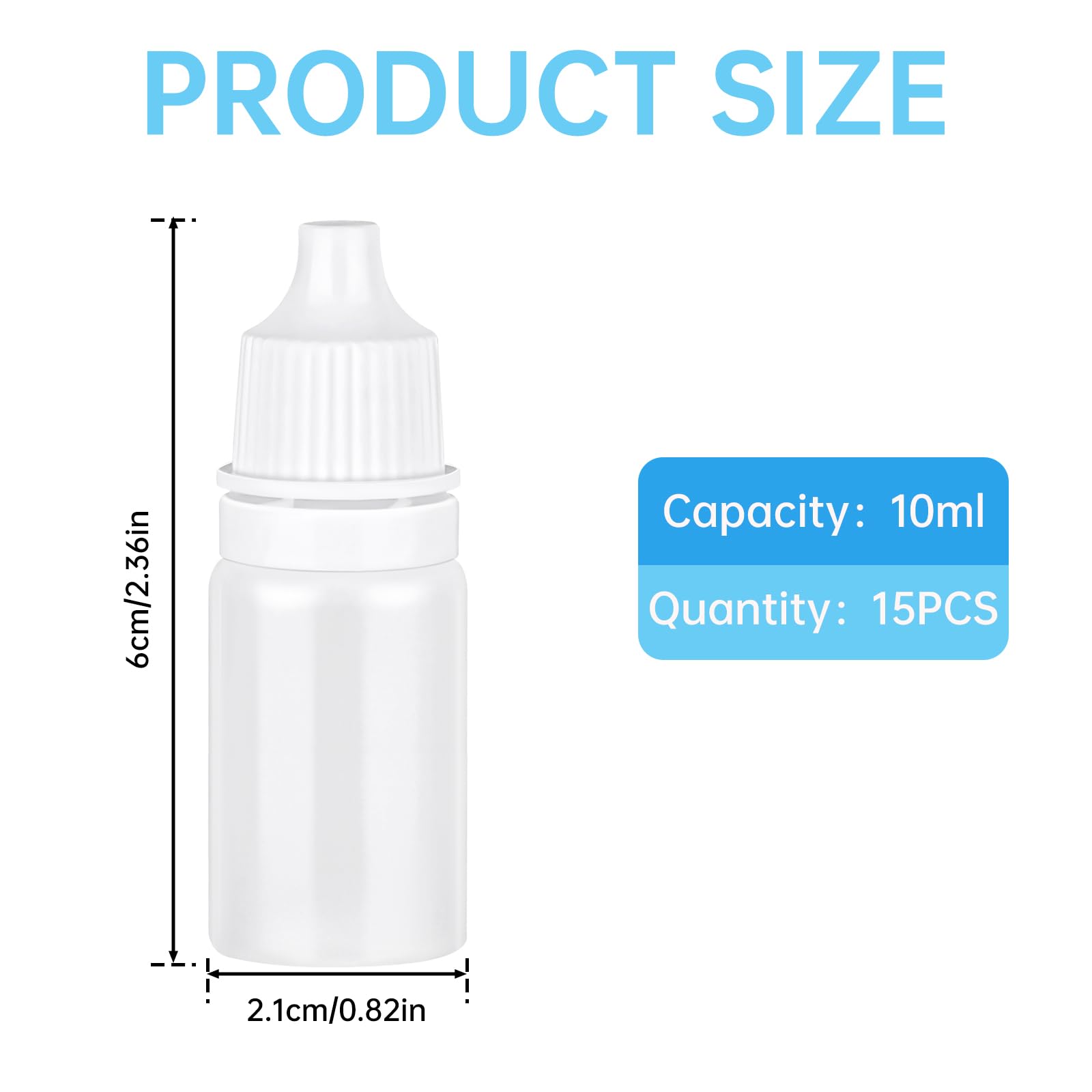 salbsever 15 Pcs 10 ML Plastic Dropper Bottle Plastic Squeezable Dropper Bottles Portable White Dropper Bottles Liquid Plastic Bottles Refillable Containers with Screw Cap