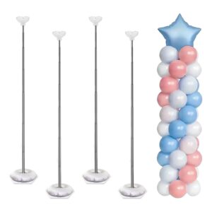 balloon column stand kit, set of 4 – 7ft height adjustable balloon arch stand kit, metal telescopic balloon stand for baby shower, birthday, wedding, and graduation