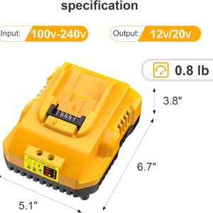 20v Max Battery 2Pack Replacement for Dewalt 20V 6.0Ah Battery with DCB112 Battery Charger Station for DCB201 DCB204 DCB206 DCB120