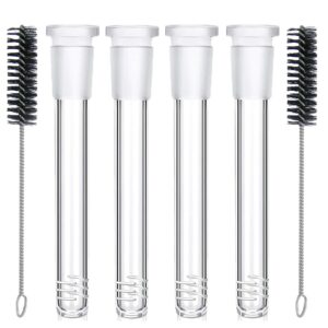 4pcs scientific glass tube clear test tube down stem for science and lab experiments with 2 cleanning brushes (12cm/4.72inch)