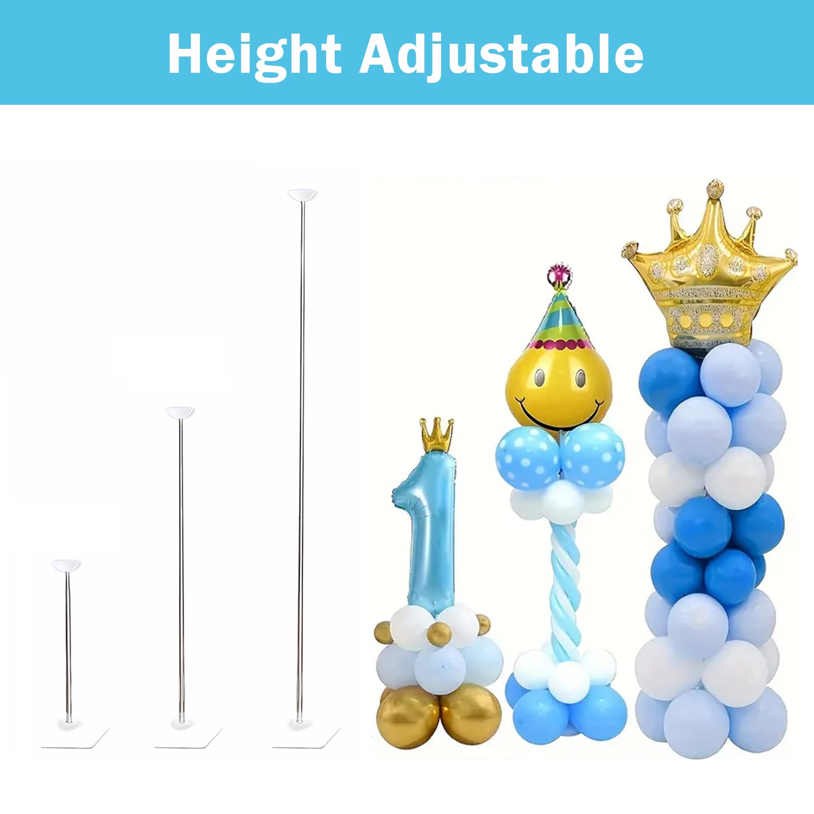 Balloon Column Stand Kit, Set of 4 – 7ft Height Adjustable Balloon Arch Stand Kit, Metal Telescopic Balloon Stand for Baby Shower, Birthday, Wedding, and Graduation