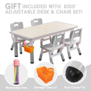 JIAOQIU Kids Table and Chair Set, Adjustable Kids Table, Toddler Non-Slip Table Legs&Organizer Graffiti Desktop Suitable for Kids Table and Chairs Ages 3-12