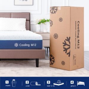 Tripie Queen Cooling Gel Mattresses,12 Inch Queen Size Mattresses in a Box, Memory Foam Mattress for Support & Improve Sleep Mattresses, Pressure Relief, Medium Firm