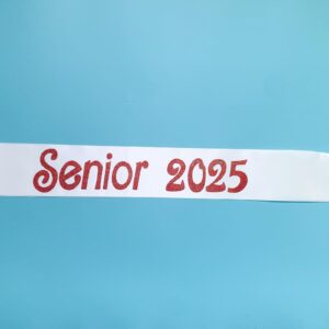 Conggluuo Senior 2025 Sash,Senior Sashes 2025 White Sash with Red Glitter Finally Graduated Cheerleader Graduation Sash for Graduation Party Supplies 2 Pack Senior Sashes White Red 2pcs