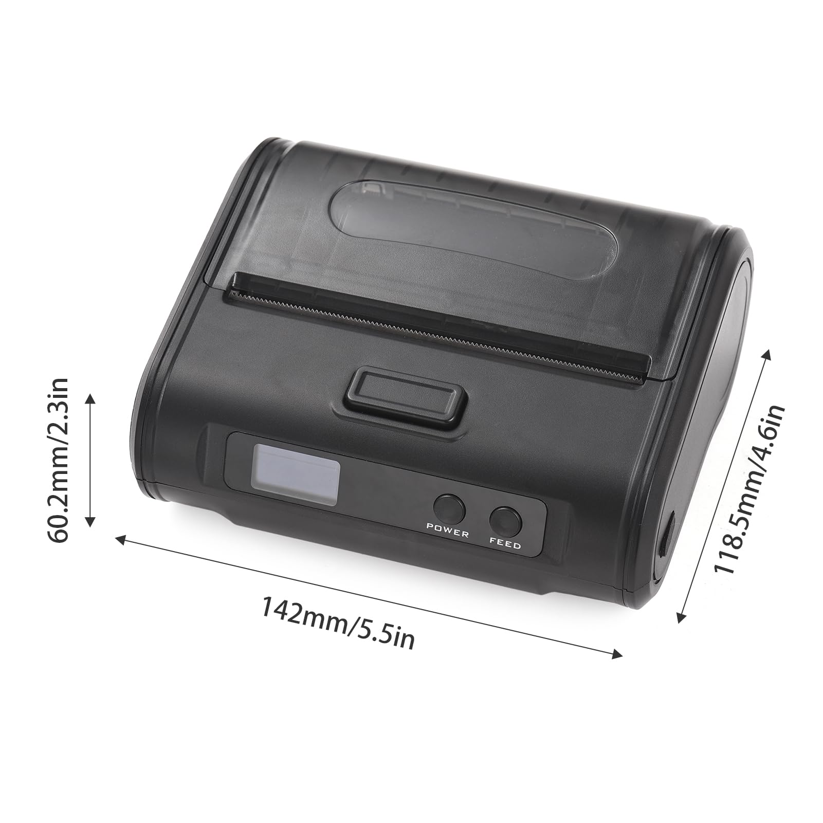 HXBER Receipt Printer, Wireless Thermal Receipt Printer 4-inch 110mm Portable Mobile Printer 203dpi Clear Print BT+USB Connect for Small Business Market Grocery Store Supports Continuous Paper/