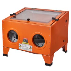 vevor 25 gallon sandblasting cabinet, 40-120psi portable benchtop sand blasting cabinet, heavy duty steel sand blaster with blasting gun & 4 ceramic nozzles for paint, stain, rust removal