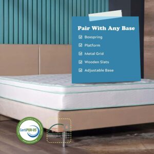 HIROHRTV Twin Size 10-Inch Cool Gel Memory Foam Innerspring Hybrid Mattress - Medium Firm, CertiPUR-US Certified, Mattress in a Box, Twin Support and Pressure Relief, Enhanced Breathability (Twin)