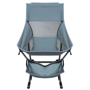 Outdoor Camping Chair, Oversized Folding Chair, Rocking Chair, Adult Heavy Duty Camping Chair for Patio, Lawn and Outdoor Outdoor Folding Rocking Chair, Weight Capacity 253 lbs (Gray)