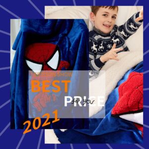 COCOPLAY W 3D Cartoon Embroidery Sherpa Flannel Blanket Throw for Kids, Soft Warm Cozy Plush Blanket for Couch Bed Sofa