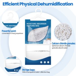 5 Packs Hanging Moisture Absorber, Hanging Closet Dehumidifier Bags, efficient humidity absorber, suitable for Wardrobes, bedroom, bathroom. Hanging Moisture Absorbe 9.8 oz