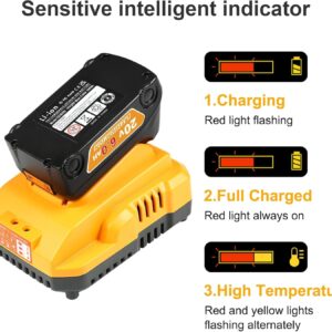 20v Max Battery 2Pack Replacement for Dewalt 20V 6.0Ah Battery with DCB112 Battery Charger Station for DCB201 DCB204 DCB206 DCB120